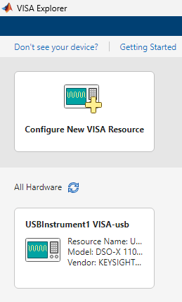 Generate and Read Waveform Data from Oscilloscope Using VISA Explorer App - MATLAB & Simulink
